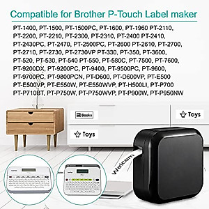 NineLeaf 10 Pack Compatible for Brother TZe-FX251 TZeFX251 TZ-FX251 TZFX251 Black on White Flexible ID Cable Laminated Label Tapes 24mm 1'' x 26.2 ft Work in P-Touch PT-D600 P750W P710BT Label Maker