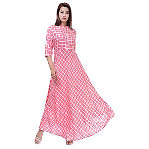 Ramkudi Indian Women's Checks Cotton Kurti Top (Baby Pink)