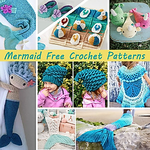 LOOEN 9pcs Magic Mermaid Crochet Hook Solft Warm Crochet Hook Kit Complete 2.0-6.0mm Aluminum Knitting Hook for Crochet Yarn Craft (Patent Pending) (Mermaid)