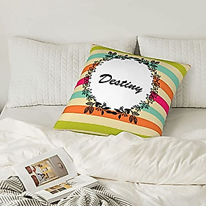 KPSheng Personalized Floral Pillow 5 Designs Flower Pillow with Name Custom Name Throw Pillow Covers for Sofa Living Room Gifts for Girls, Mother's Day Birthday Gift idea