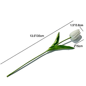 Mandy's 20pcs White Flowers Artificial Tulip Silk Flowers 13.5" for Easter Day Home Kitchen Wedding Decorations