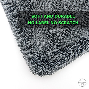 Extra Large Premium Microfiber Towels for Car Detail Streak Free, Holds Up to 9 lbs, 1400 GSM Ultra Soft, Super Absorbent, Twisted Loop Design, One-Pass Auto Car Drying Towel, Trucks, SUVs, 24" x 36"