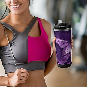 GHBNK Travel Coffee Mug Stainless Steel Insulated Coffee Mug Purple Butterflies Double Wall Travel Coffee Cup Reusable Insulated Tumbler with Lid for Iced And Hot Drinks