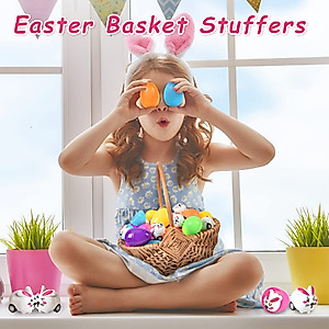 Roberly 12 Pack Prefilled Easter Eggs with Toys Inside, Filled with Mini Pull Back Bunny Cars for Easter Basket Stuffers, Party Favors, Gift Exchange, Game Prizes and Carnivals Gifts