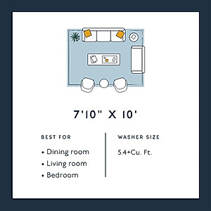 Revival Rugs Ebb 8'x10’ Washable Area Rug for Living Room Bedroom - 100% Recycled Oeko-TEX Certified, Medium Pile, Taupe