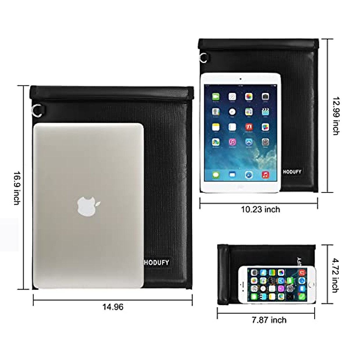 Faraday Bag for Laptops & Tablets & Car Keys - 3 Pack Faraday Cage, Faraday Key Fob Protector, Fireproof & Waterproof RFID Bag, Car Key Signal Blocker(Black)