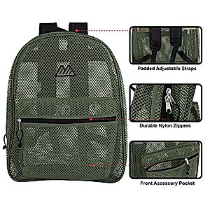 Summit Ridge Mesh Backpacks for Kids, Adults, School, Beach, and Travel, Colorful Transparent Mesh Backpacks with Padded Straps Large