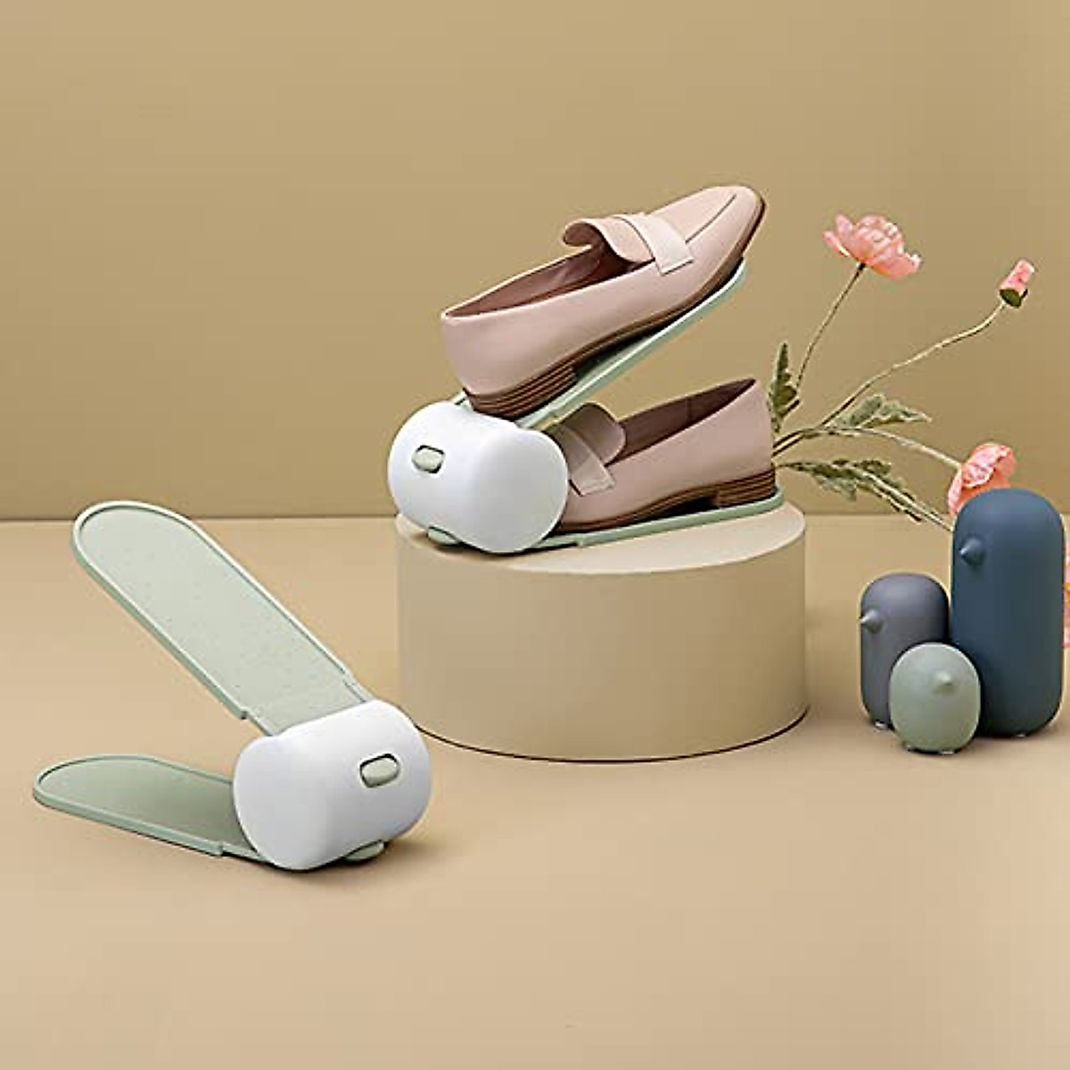 ZANBANG 6Pcs Shoe Slots Organizer,Adjustable Double Deck Shoe Rack Holder Space Saver ZML-286 (Blue)