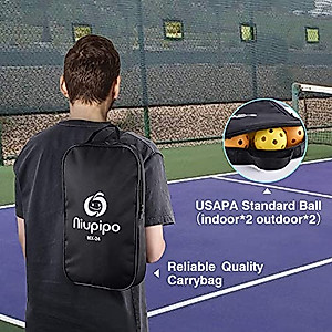 niupipo Pickleball Paddles, Pickleball Paddles Set of 2, Fiberglass Surface, Polypropylene Honeycomb Core, Cushion Grip, Lightweight Pickleball, Portable Carry Bag, White