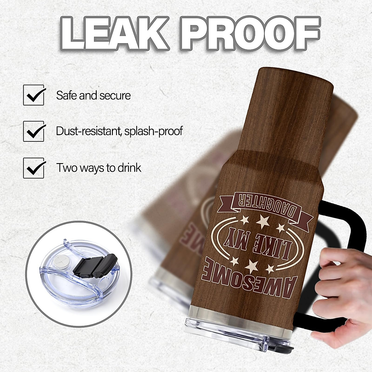 Uibunoo Dad Birthday Gift, 40 Oz Awesome like My Daughter Tumbler with Handle & Straw, Father Gifts from Daughter, Birthday Presents for Dad Daddy Father Tumbler, New Daddy Gift