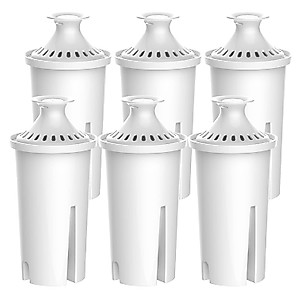 Waterdrop Replacement for Brita® Filters, Pitchers, Dispensers, NSF Certified Pitcher Water Filter, Brita® Classic OB03, Mavea® 107007, 35557, and More, Pack of 6