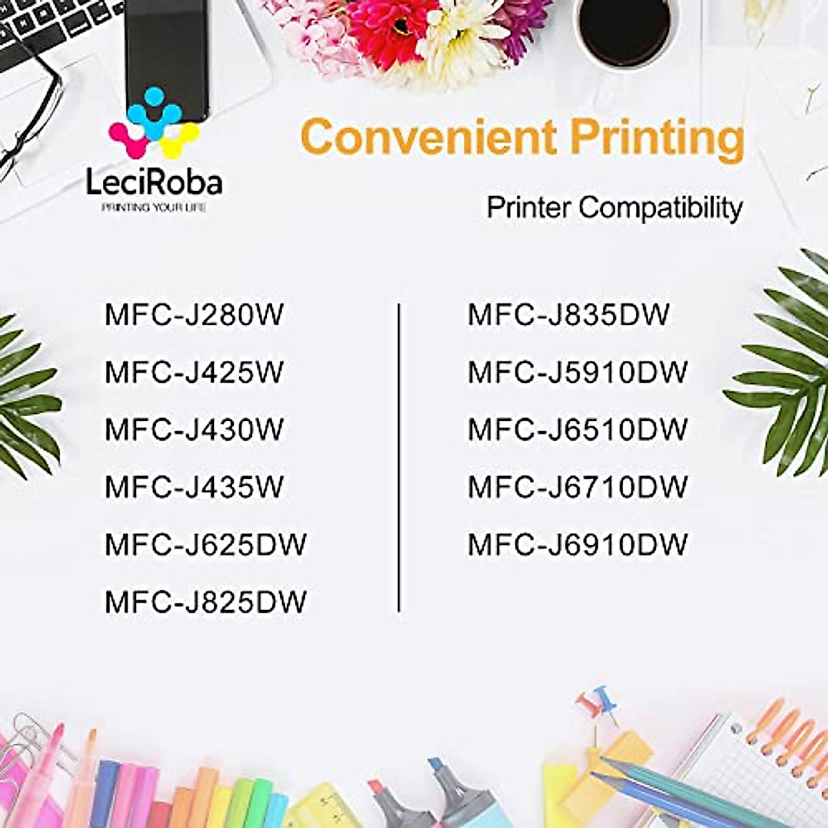 LeciRoba LC75 Ink Cartridges for Brother lc75 Ink Cartridge and LC79 XL LC71 Ink cartridges for MFC-J7510DW MFC-J6910DW MFC-J835DW MFC-J430W MFC-J6510DW MFC-J280W (8 Black,4 Cyan,4 Magenta,4 Yellow)