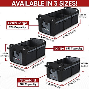 FORTEM SUV Trunk Organizer, Car Organizer, Collapsible Multi-Compartment Storage Bag for Car Accessories for Women Men, 1680D Oxford, Non Slip Bottom, Adjustable Straps, Soft Cover (65L)