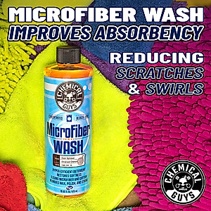 Chemical Guys CWS_201_16 Microfiber Cleaning Cloth & Car Wash Towel Concentrated Cleaning Detergent, 16 fl oz, Orange Scent
