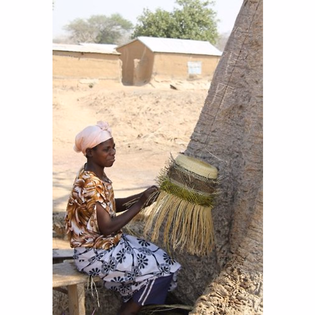 Fair Trade Ghana Bolga African Dye-Free Fully Shaped Market Basket 14-16" Across, 20267, Made in Bolga, Ghana, West Africa Exclusively for: Fair Trade Gifts and Home Decor