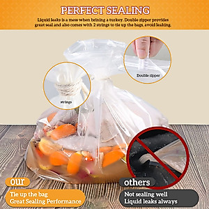ARATHA Turkey Brining Bags, 26"×22", 2 Pack, Double Zip Lock Thicker Brine Bags with 2 Cotton Strings, Extra Large Brining Bag Fits for Turkey, Chicken, Beef, Fish, Lamb, Pork, Holds Up to 35LB