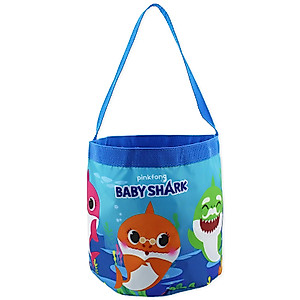 Baby Shark Boys Girls Collapsible Gift Basket Bucket Tote Bag (Blue, One Size)