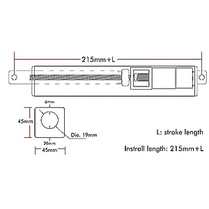 SOViK 12V DC 24 inch Stroke Linear Actuator Electric Cylinder with Mounting Brackets Max Force 150 pounds Speed 3/5" per sec Square Tube 7/4"(W) x7/4"(H) (Solid Shaft End)