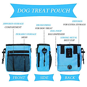 STMK Dog Treat Pouch Dog Clicker Training Kit, Dog Training Treat Pouch Dog Clicker for Training, 3 Ways to Wear Easily Carries Treat Pouches for Pet Training (Blue)