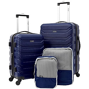 Wrangler Elysium Luggage & Packing Cubes, Blue, 4 Piece Set