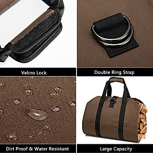 Delxo Firewood Carrier Log Tote Bag Indoor 39"x18" Firewood Totes Holders Fire Wood Carriers Carrying for Outdoor Waxed Durable Wood Tote Fireplace Stove Accessories