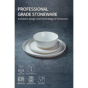 Famiware Saturn Dinnerware Sets, 12 Piece Dish Set, Plates and Bowls Sets for 4, White