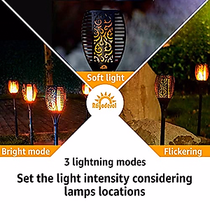 Rayodesol Solar Flame Torch Lights Outdoor, Decorative Pack of 1 pcs Each 96 LED Lamp with Dancing Flames Torches Landscape, Waterproof Outdoors Garden Patio Deck Decorations Lighting with Auto On/Off