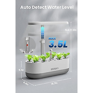 inBloom 12 Pods Hydroponics Growing System Indoor Garden with LED Grow Light and Pod Kit, Plants Germination Kit with 4.2L Water Pump Accelerate, Height Adjustable, Gardening Gifts for Women, White