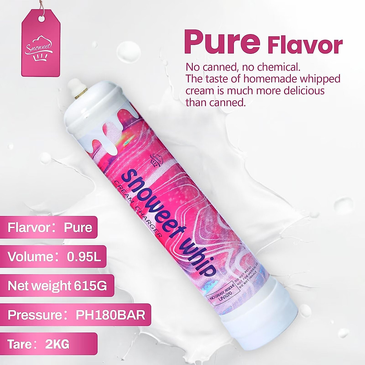 Whipped Cream Charger Cylinder Food Grade Tank Pure whipped cream dispenser 615g Cartridges (4 Cylinder)