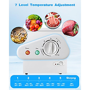 Iorbur FLG-72Q-WHITE 3.5 Cu.Ft Chest 7 Gears Adjustable Temperature Control(-18°F to-46°F) with a Removable Basket, Deep Compact Freezer for Garage, Office, Basement, House, Kitchen, Shop, RVs-White