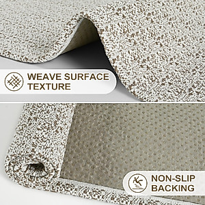 Collive Boho Washable Area Rugs 3x5 Braided Entryway Rug, Farmhouse Woven Carpet Non Slip Kitchen Rugs Rubber Backed Bedroom Rugs Neutral Area Rug Indoor Front Door Rugs for Entrance Bathroom, Tan