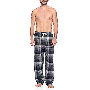Ashford & Brooks Mens Super Soft Flannel Plaid Pajama Sleep Pants - Grey Plaid - Large