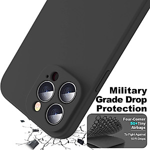 Ktele Compatible with iPhone 14 Pro Case, Silicone Upgraded [Camera Protection] [Soft Microfiber Lining] Full Covered Slim Gel Rubber Case iPhone 14 Pro 6.1 inch -Black