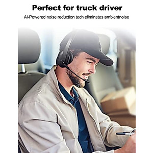 Bluetooth Headset, Sarevile Bluetooth Trucker Headset with Upgraded Microphone Noise Canceling for Trucker, Hand Free Wireless Headset with Adapter for Office Meeting. Widely Compatible for Computer …