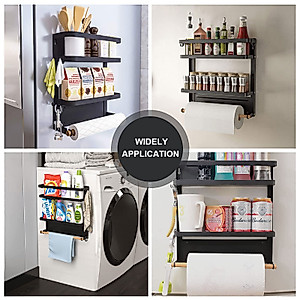 Paper Towel Holder with Shelf, 2-in-1 Magnetic Shelf, Heavy Duty Rustic Paper Towel Holder with 2 Removable Hooks, Tissue Holder for Tool Shed, Garage, Workbench, Kitchen, Craft Room, or Laundry Room