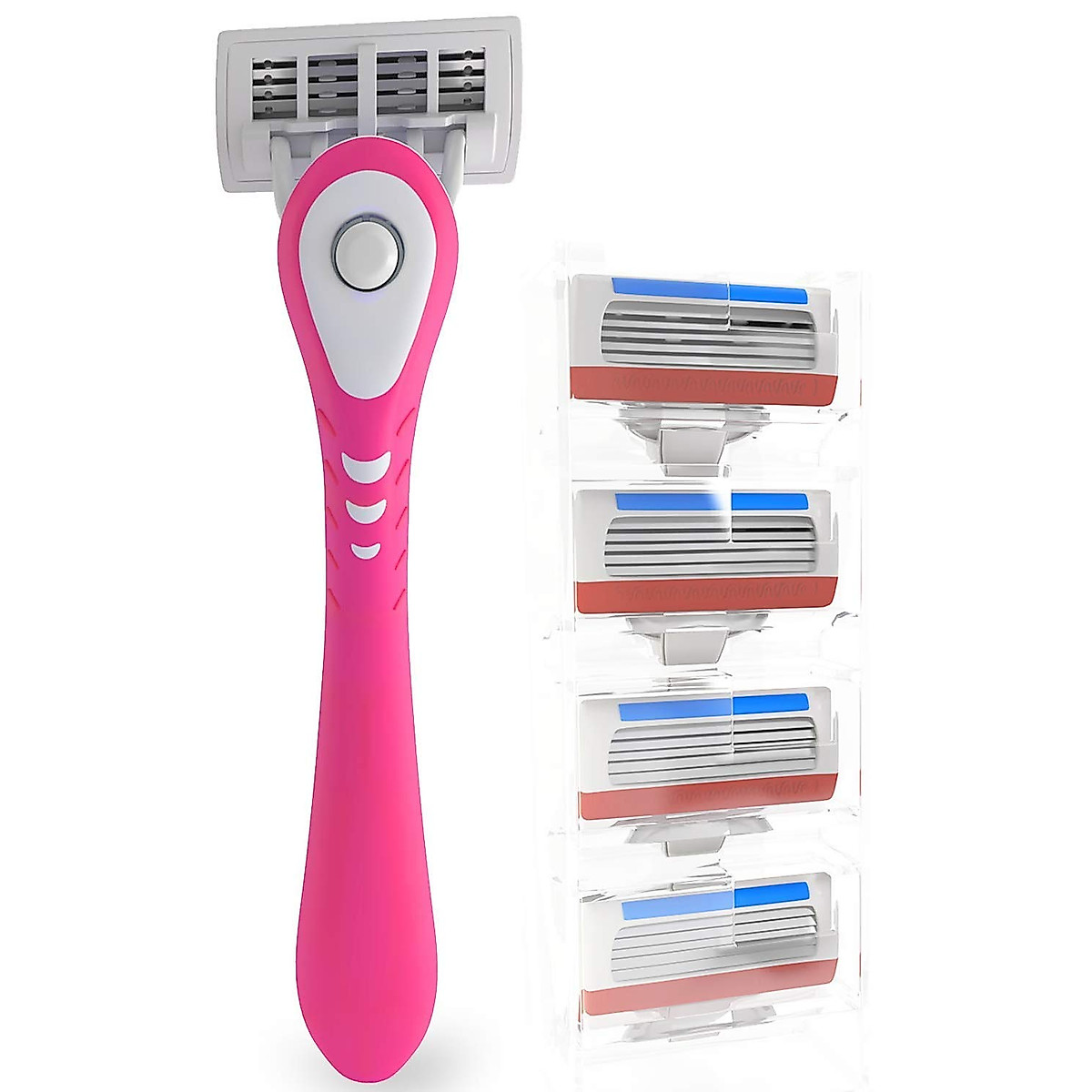 Nylea Razors for Women with Sensitive Skin, Premium Shaving Razor with Lubricating Strip Detachable Razor Head for Convinient Use, 5 Blades with 4 Refills