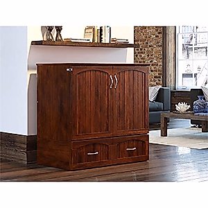 Bowery Hill Murphy Twin XL Bed Chest with Charging Station in Walnut