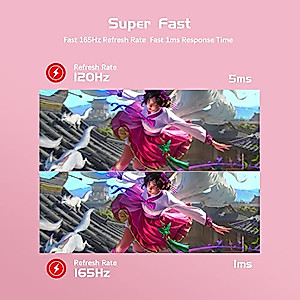 FYHXele FY27QHP Pink Monitor 27 Inch Curved Gaming 165Hz - Support 144Hz 1800R 1ms QHD 2560 x 1440P VA Screen, Built-in Speakers, AMD Free-Sync, HDMI, DP, USB, AUX, Tilt Adjustable