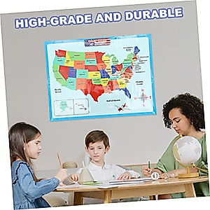 STOBOK Poster 4 Sheets United States map poster US map accessories supplies playroom decor accessory supply portable decorate Decorative paintings synthetic paper US Map