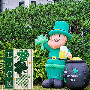 YOVOYOA St Patricks Day Garden Flag, 12.5 x 18 Inch Double Sided Green Shamrock Clover Spring Flag, Rustic Luck Shamrock Buffalo Plaid Flag for Yard Patio Outdoor Farmhouse Decor