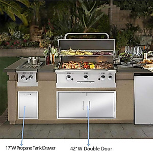 PUNCTN Outdoor Kitchen Drawers 14Wx27Hx20D Inch, Outdoor Kitchen Trash Drawer Storage, Pull-Out Tray Stainless Steel Trash Drawer with Handle for Outdoor Kitchen BBQ Island