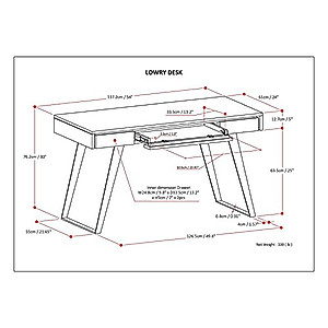 SIMPLIHOME Lowry SOLID WOOD and Metal Modern Industrial 54 inch Wide Home Office Desk, Writing Table, Workstation, Study Table Furniture in Distressed Golden Wheat with 2 Drawers