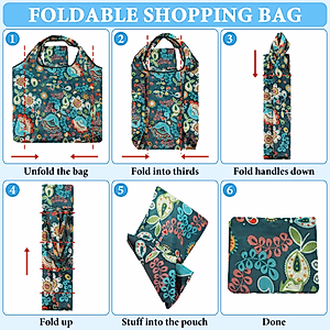 Shappy 25 Pack Reusable Shopping Bags Floral Grocery Bags Foldable Tote Bags Machine Washable Bags for Kitchen Waterproof Lightweight, As Pictures Shown
