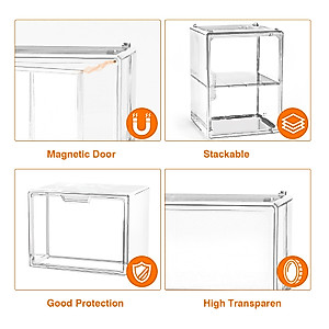 UTHIN Extra Large 17.7"X13"X 13" Acrylic Stackable Storage Bins, Clear Organizer Box Display Case with Magnetic Door, Big Display Storage Box for Handbags, Purses, Figures, Book, Boots