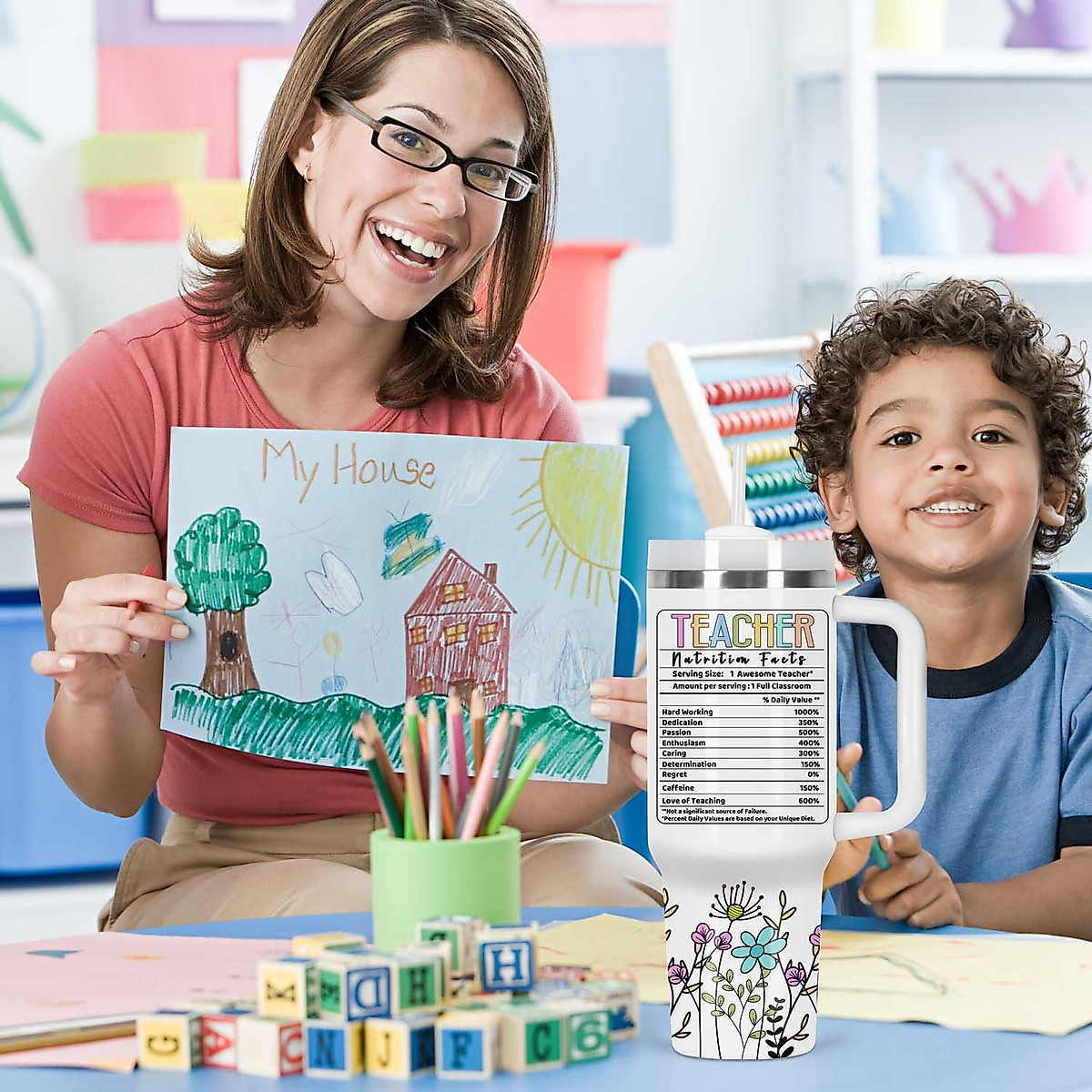 Muwnrol Teacher Gift Tumbler, Teacher Appreciation Week Gift For Teacher, Teacher Plant Seeds That Grow Forever Teacher Gift 40 Oz Tumbler with Handle