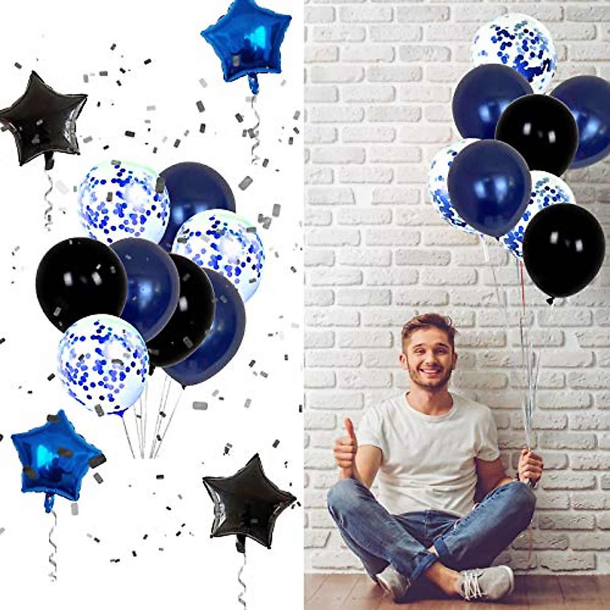 18th Birthday Decorations for Boys and Girls Dark Blue, HAPPY BIRTHDAY Banner Silver Number 18 Balloons, Deep Blue Theme Party for Him - 18 Years Old Birthday Party Supplies Kit for Her