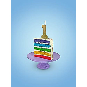 Gold Glitter Number 1 Birthday Candle| Premium Quality Cake Topper Decoration | Pretty, Sparkly For Kids, Adults, Teenagers, 1st Birthday Party, 18th, 21st, Anniversary, Milestone Age