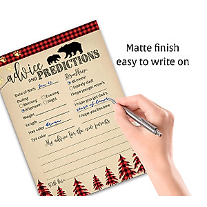 LUMBERJACK Prediction and Advice Cards,Pack of 25,Country Buffalo Plaid Rustic BOY Baby Shower Games, New Parents, Mommy & Daddy Message, Couples Coed Shower Activity Keepsake Book G805-PDAV