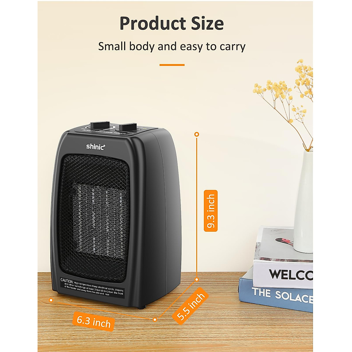 Shinic Space Heater,1500W Milkhouse Heater with Thermostat, Overheat protection, Tip-Over Auto Shut Off, Utility Heater for Garage, Bedroom, Greenhouse