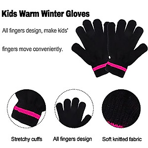 Toddler Cat Ear Winter Hat and Gloves for Girls, Fleece Lined Hat & Kids Mittens Set for Ages 4-7 Black